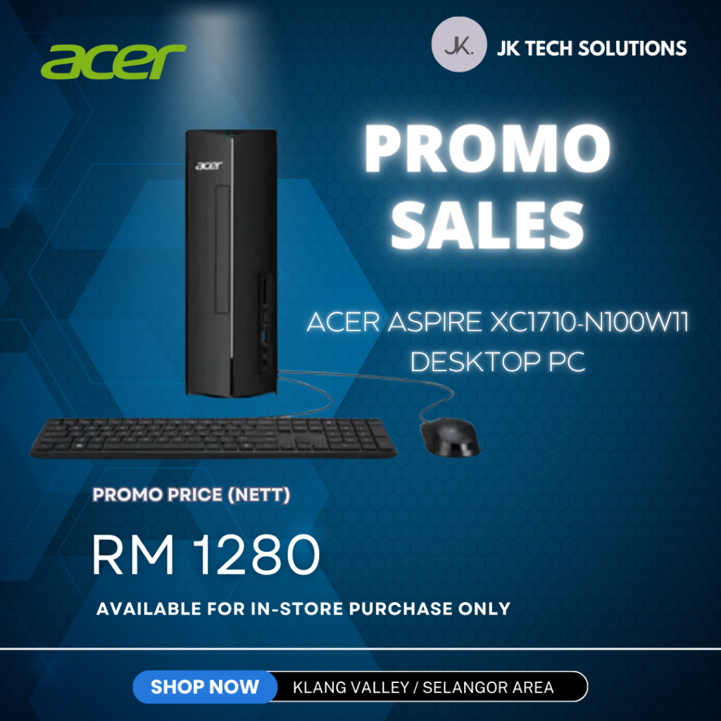 Acer Aspire XC1710-N100W11 Desktop PC (N100 / 8GB / 51GB SSD / INTEL / W11/ H&S ) | Shopee Malaysia