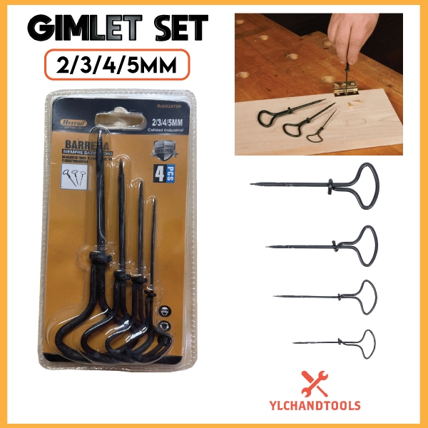 4pcs Penebuk Lubang Kayu / Auger Gimlet Set/ 2,3,4,5MM Small Hand Drill ...