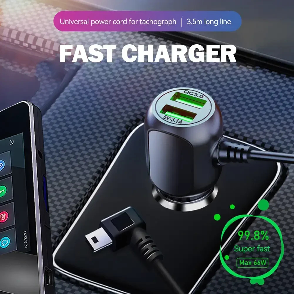 3.5M camera charger Mini USB Straight / Left Angle Car Charger In-Car ...
