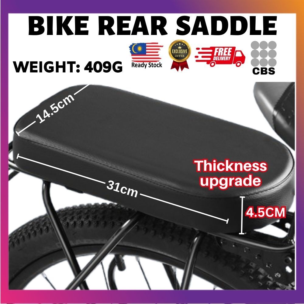 CBS Bicycle Rear Seat Cushion Seat Saddle Bike Backseat Black Bike ...