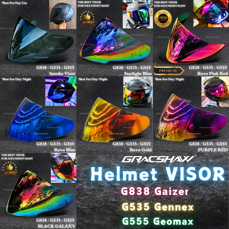 [Visor] Gracshaw Helmet Visor Gaizer G838 / Gennex G535/ Geomax G555 ...