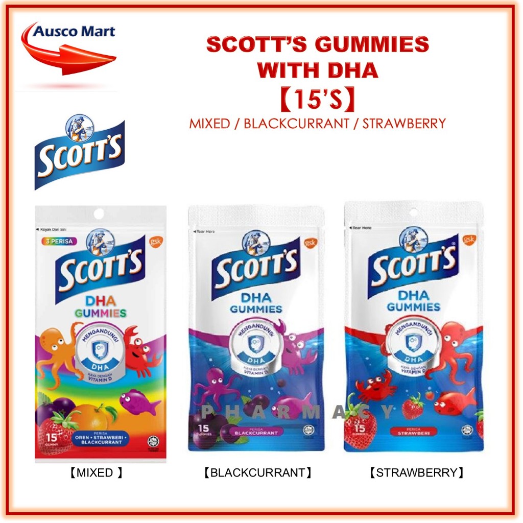 SCOTT'S DHA GUMMIES 15'S 【MIXED/STRAWBERRY/BLACKCURRENT】 | Shopee Malaysia