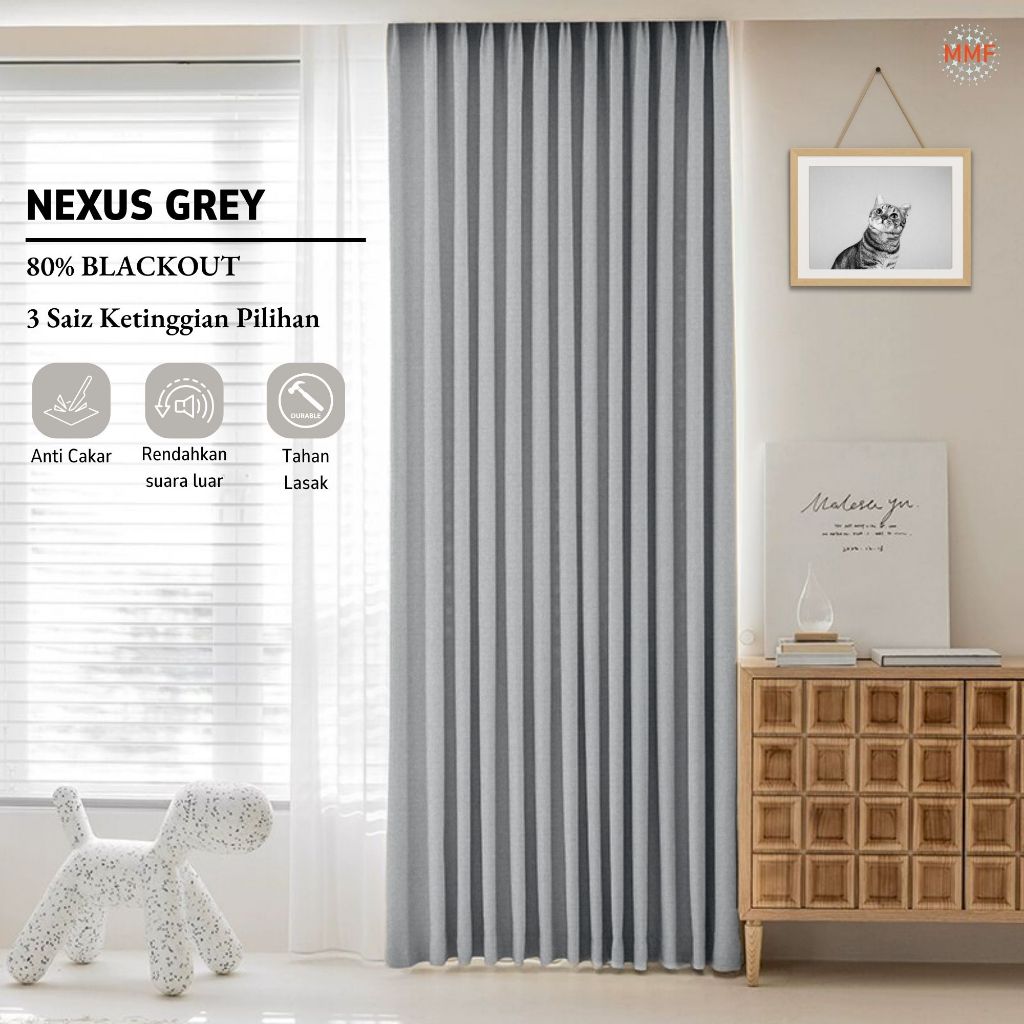 Nexus Langsir Tahan Lasa Kain Tebal 80% Blackout Ready Stock Siap Jahit ...