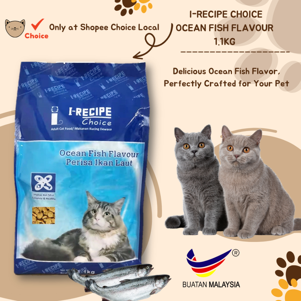 [Shopee Choice] I-RECIPE CHOICE OCEAN FISH FLAVOUR dry cat food 1.1KG ...