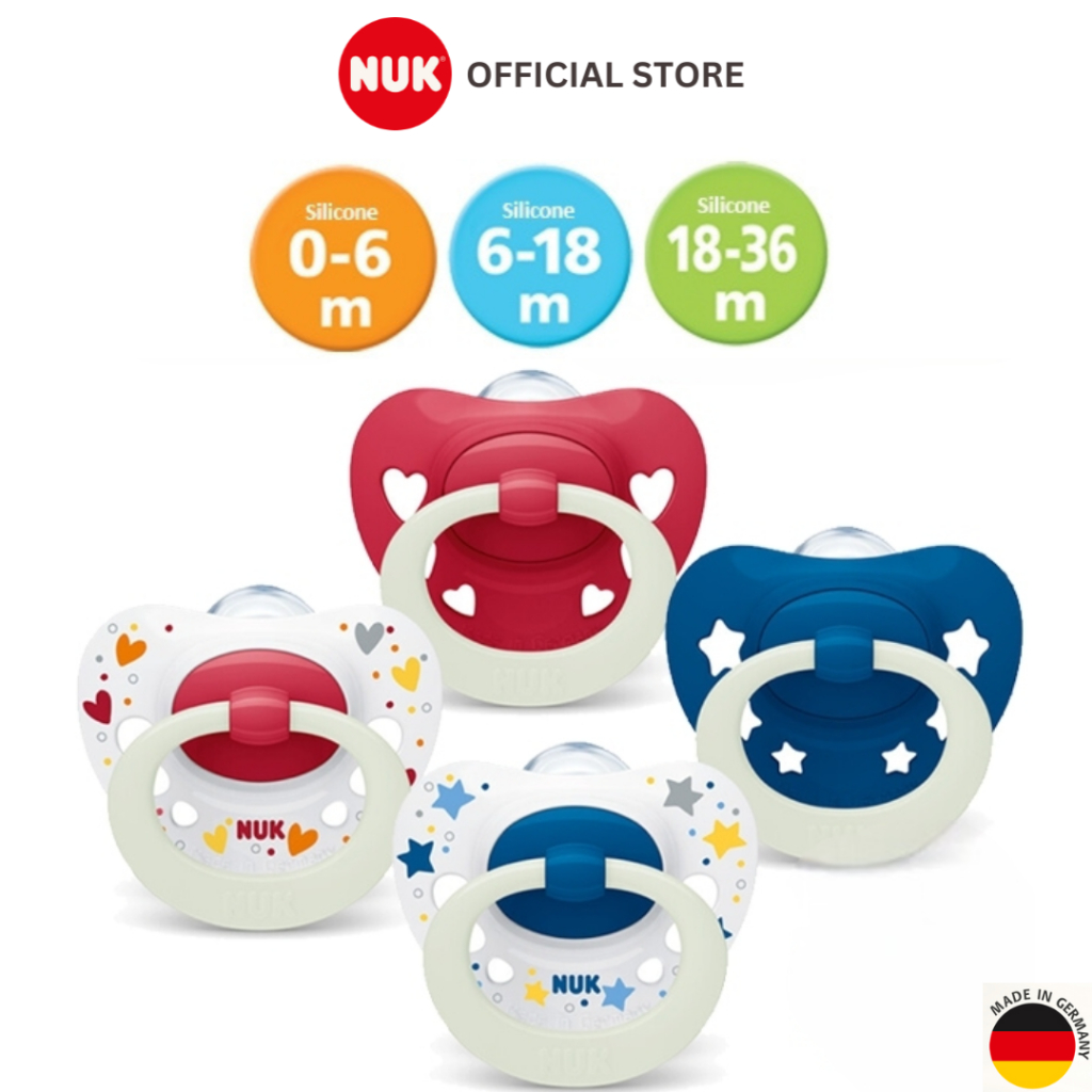 NUK Signature Night Silicone Soother Pacifier 0-6 Months/6-18 Months/18 ...