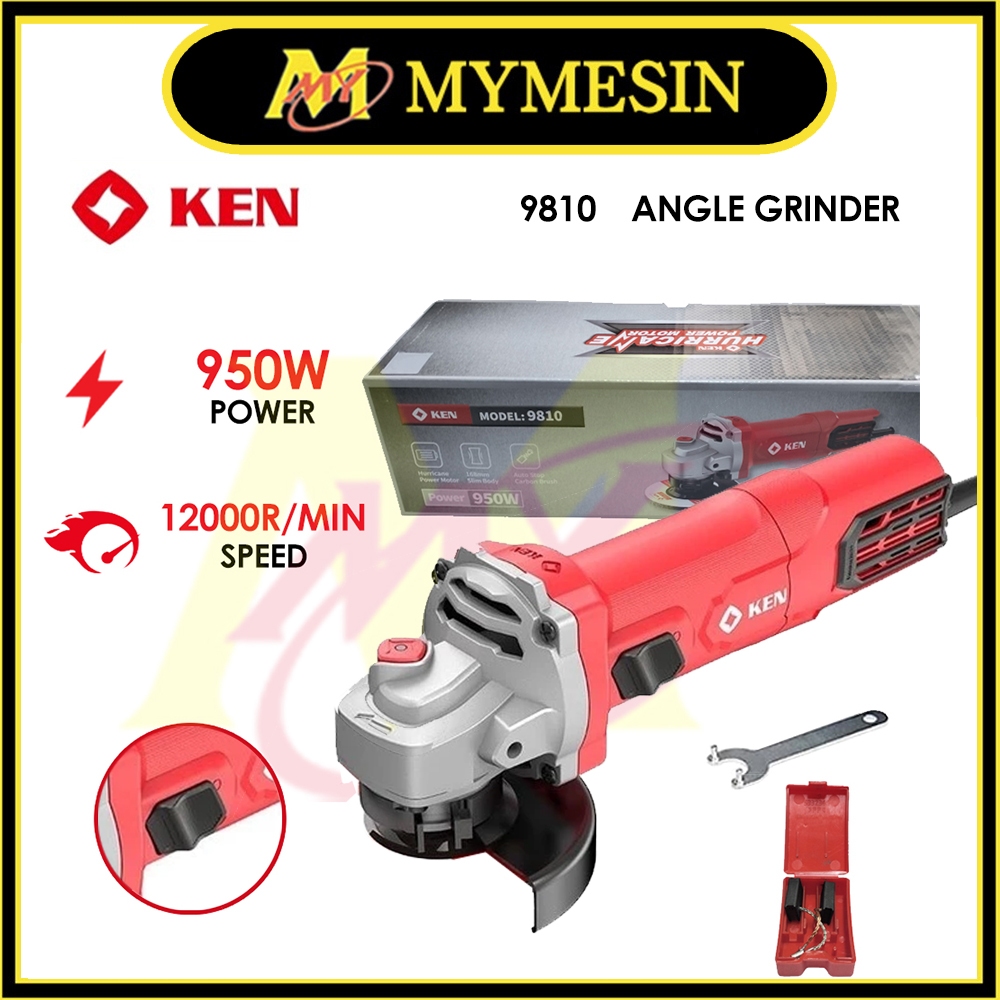 MY KEN 9810 Electric Angle Grinder Slim Body 950W 4" Mesin Grinder ...