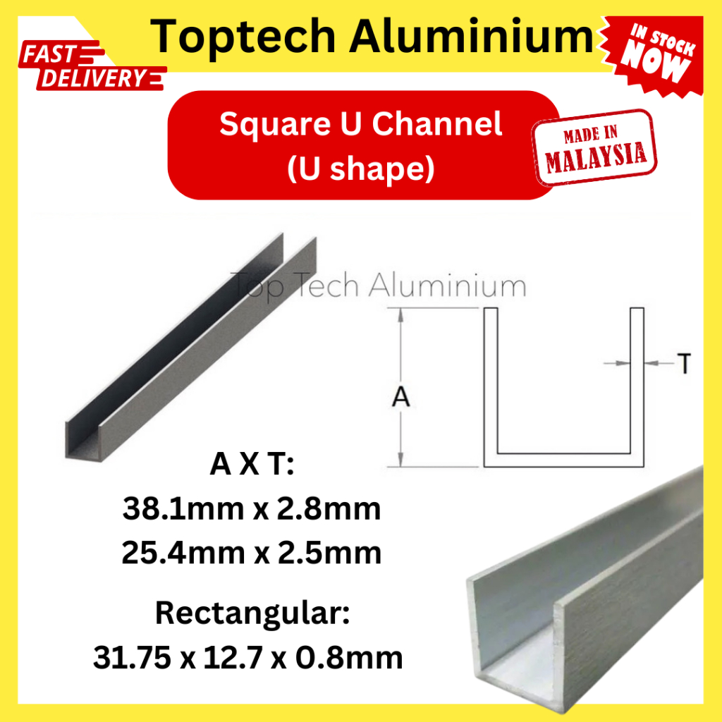 [Ready Stock/Customized Length] Aluminium Equal U Channel Equal Channel ...