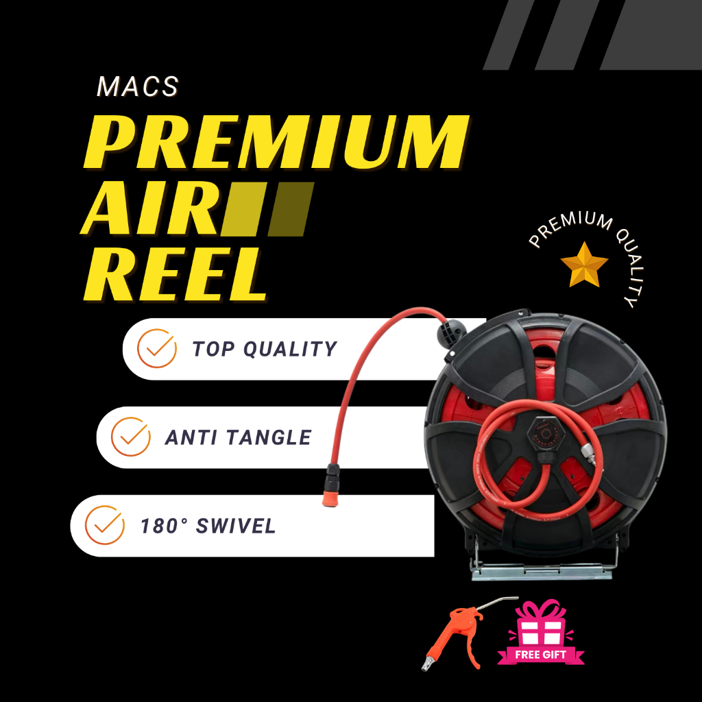 MACS 15M Air Hose Reel Automatic Retractable Reel Compressor Hose Reel ...