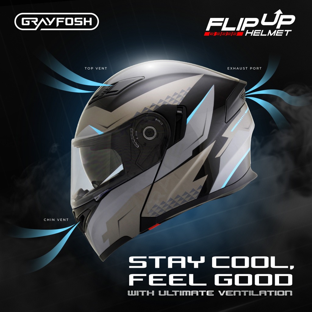 Grayfosh G3838 Flip Up Helmet 2 in 1 Full Face Open Face Motorcycle ...