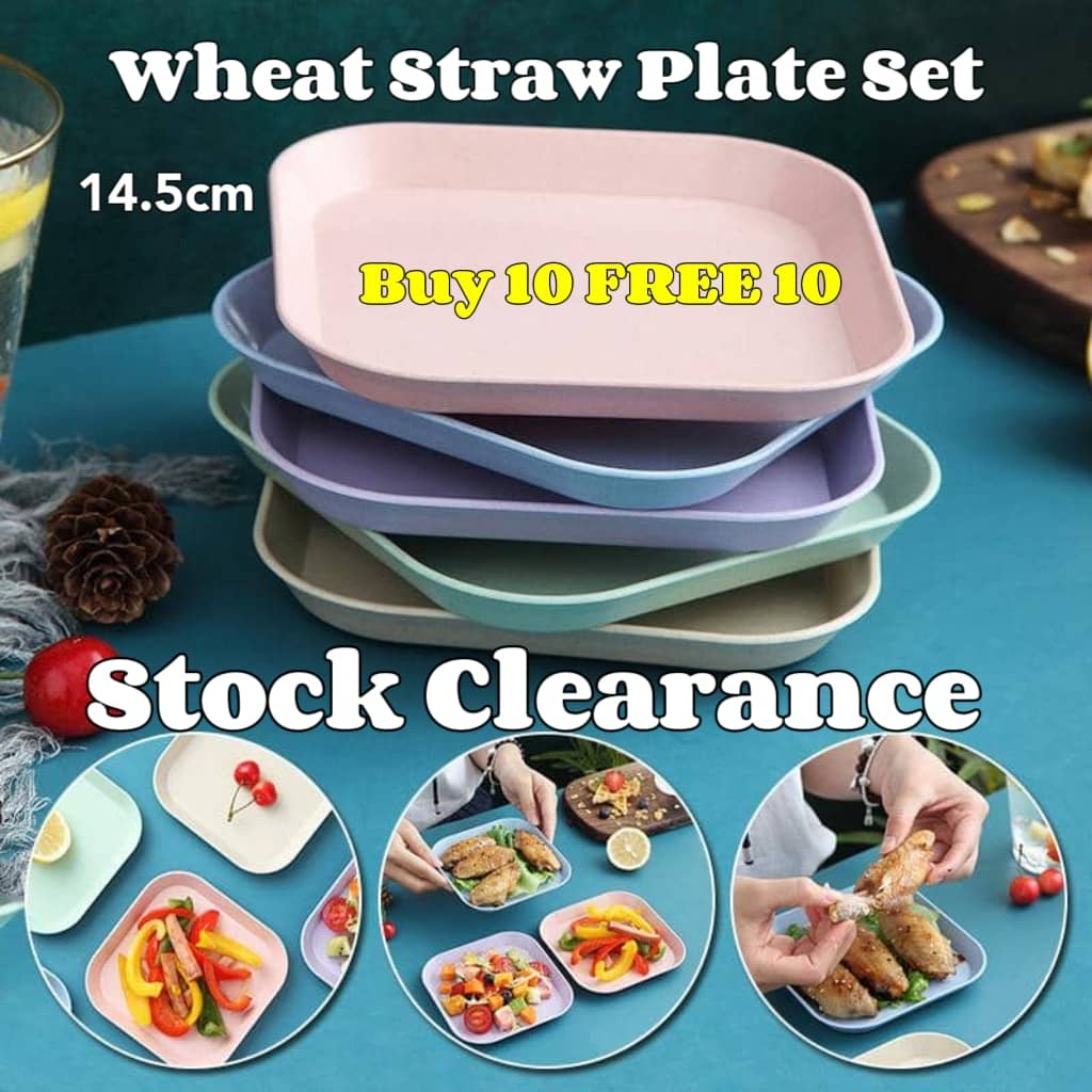 20Pcs Wheat Straw Plate/Pinggan Plastik/Set Pinggan Plastik/Dessert ...