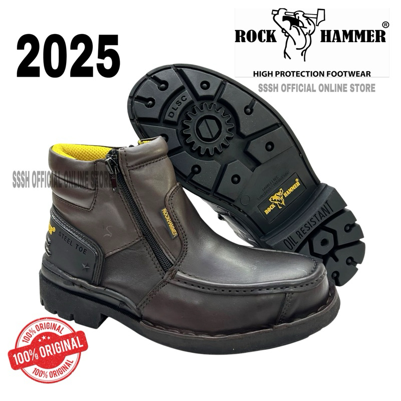 💯ORIGINAL ROCK HAMMER SAFETY SHOE/BOOT MID HIGH CUT DOUBLE ZIP/KASUT ...
