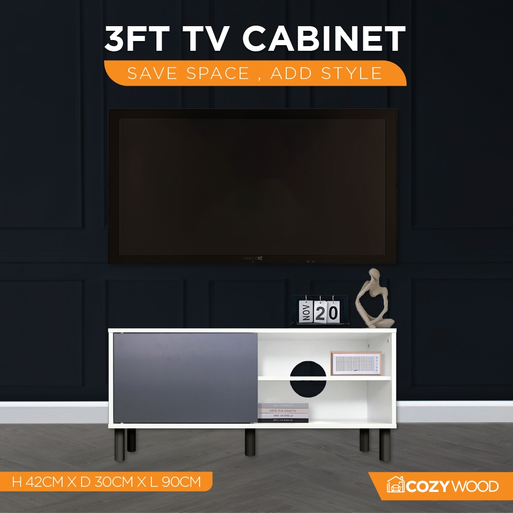 [COZY] 3ft TV Cabinet with Doors/TV Stand/Living Room Furniture/Rak Tv ...