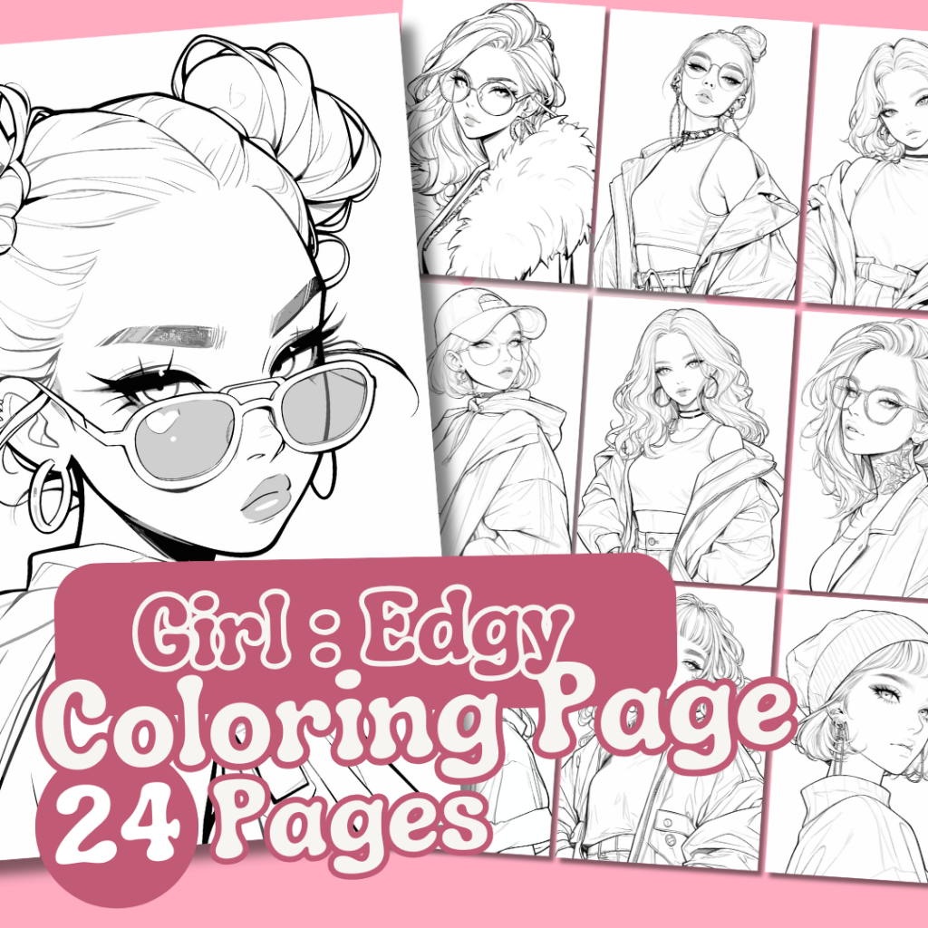 [HARDCOPY] GIRL EDGY coloring page book for kids adult buku mewarna ...