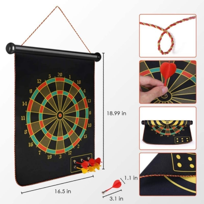 clearance = MAGNETIC DARTBOARD ROLL UP Magnetic DOUBLE SIDED KIDS DART ...