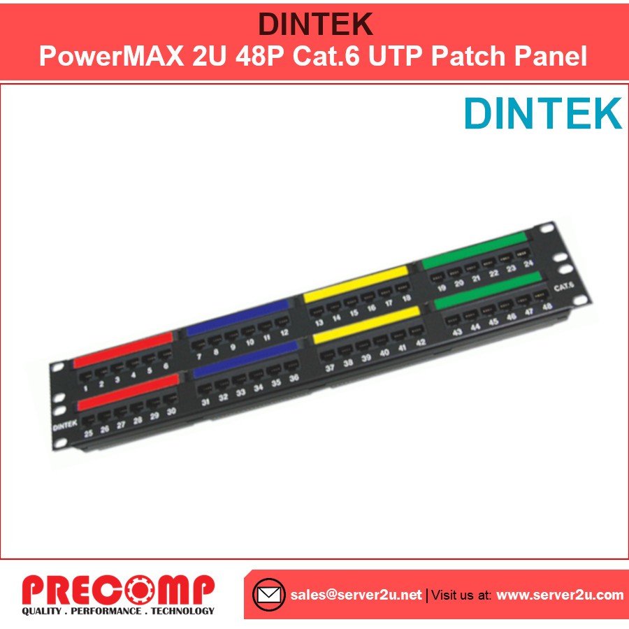 DINTEK PowerMAX 2U 48P Cat.6 UTP Patch Panel (1402-04012) | Shopee Malaysia