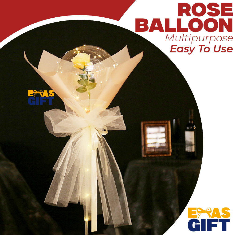LED Rose Bouquet Luminous Balloon Transparent Bobo Ball Rose Bouquet ...