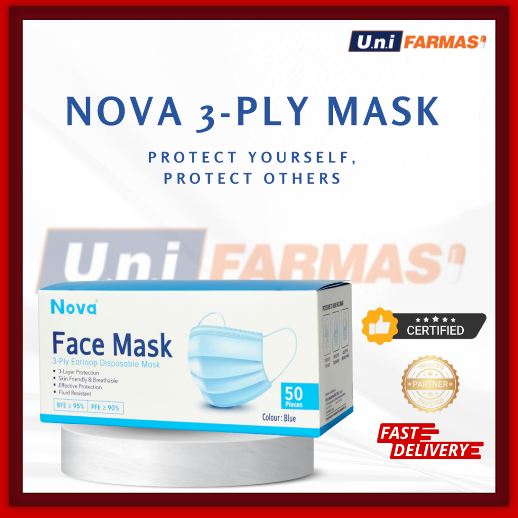 SIRIM CERTIFIED 3-PLY MASK EAR LOOP 50S (BLUE) | Shopee Malaysia