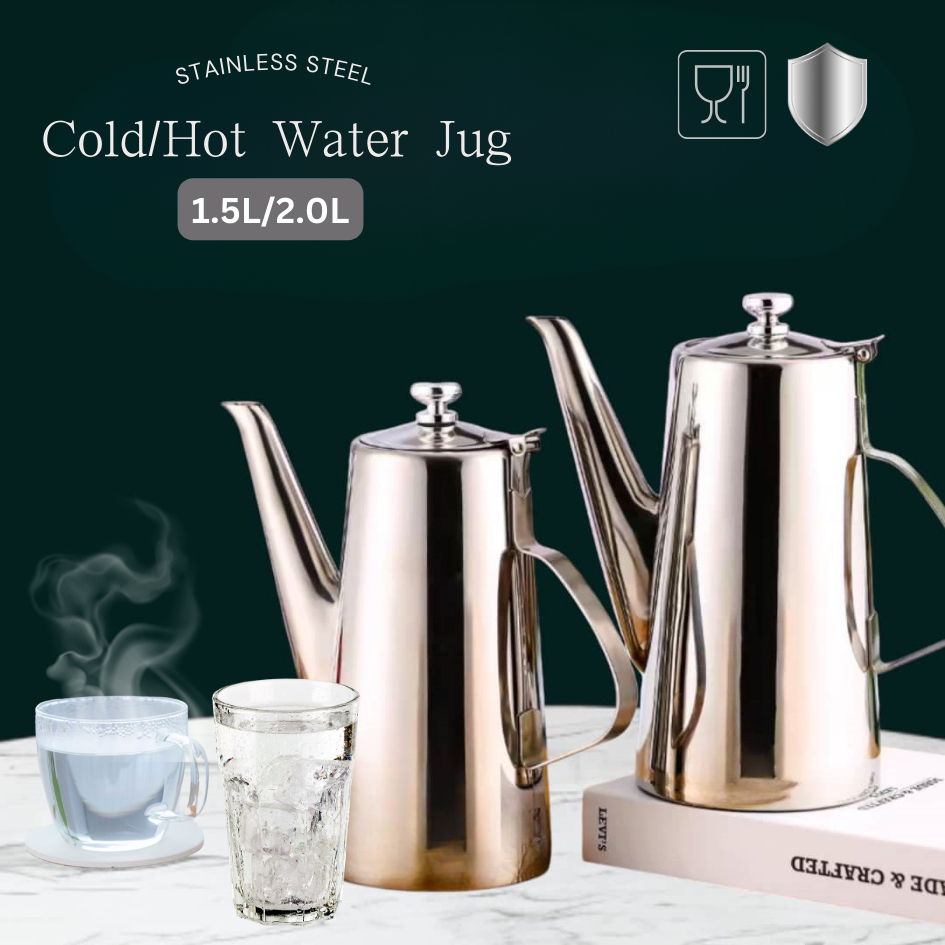 STAINLESS STEEL LONG SPOUT TEAPOT/COOL/HOT WATER KETTEL/WATER JUG ...