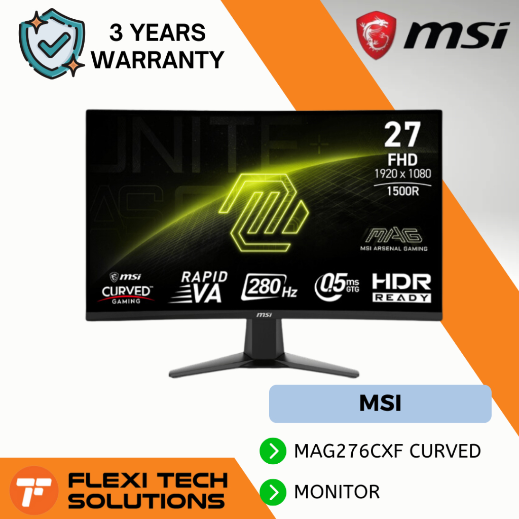 Flexi Tech MSI MAG276CXF Curved 1920x1080 (FHD) Gaming Monitor | Shopee ...