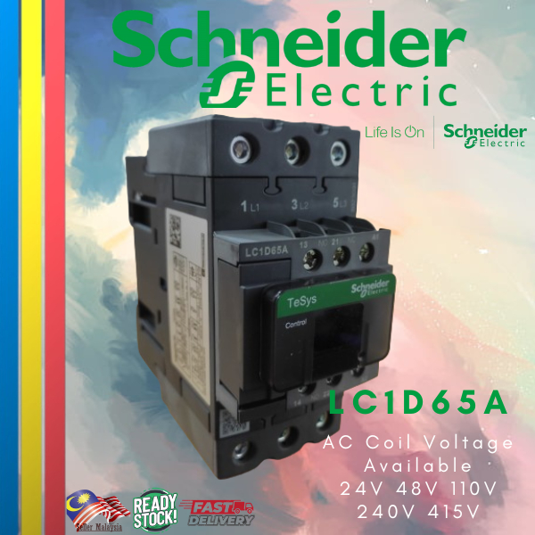 Schneider TeSys D LC1D65A Contactor Available AC Coil Voltage 24 ,48 ...