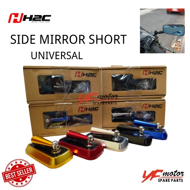 H2C SIDE MIRROR ALLOY SHORT Left Right universal cermin sisi pendek ...