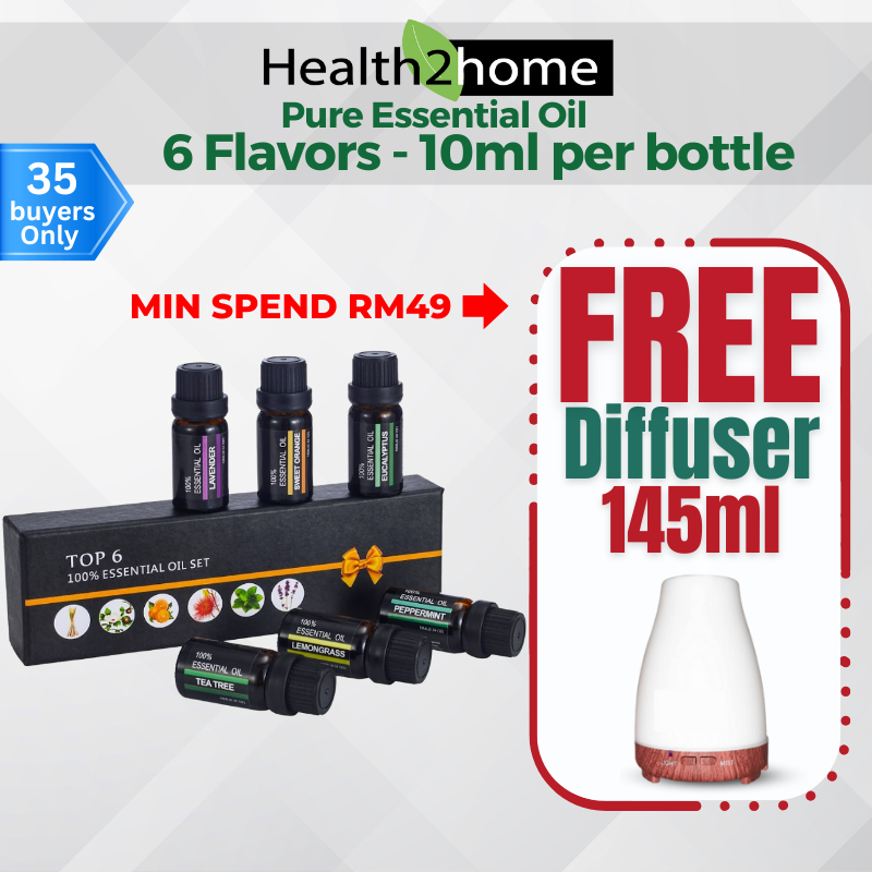 FREE Diffuser Pure 6 100% Pure Essential Oil 6-in-1 Aromatherapy ...