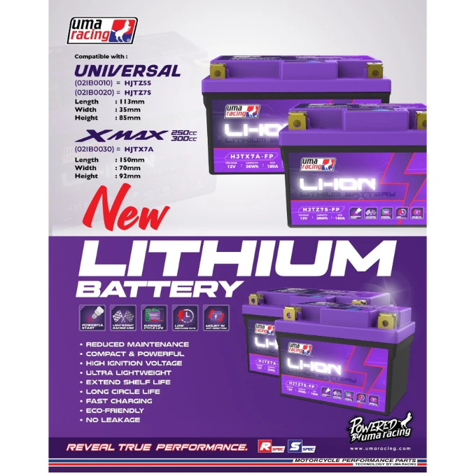 UMA RACING YTZ5 YTZ7S YTX7 Y15 Y16ZR RS150 RSX NVX XMAX LITHIUM BATTERY ...