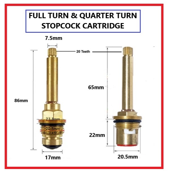 Long Spindle Valve Spare Part For Concealed Stopcock Stop Valve Water ...