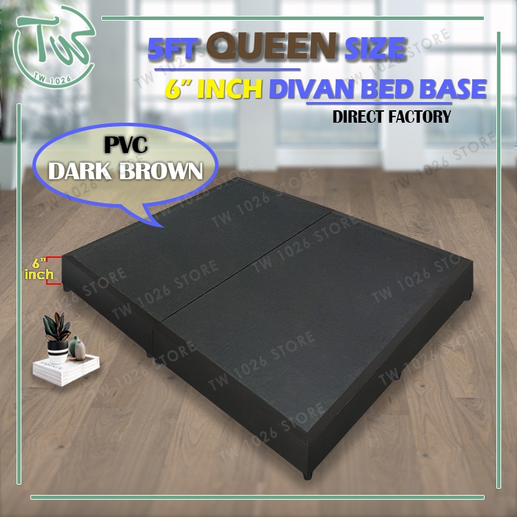 TW【QUEEN】【PVC Waterproof Dark Brown】5 FT Queen Size Divan Bed Base/5 ...