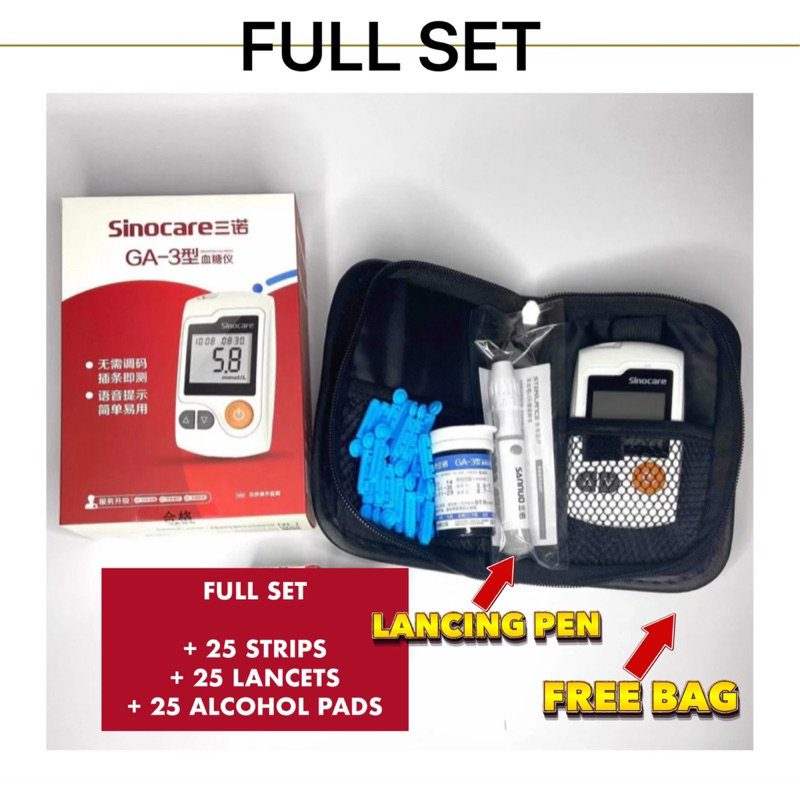 ga-3 meter with 25 strip + 25 Lancet + 25 alcohol pads glucometer ...
