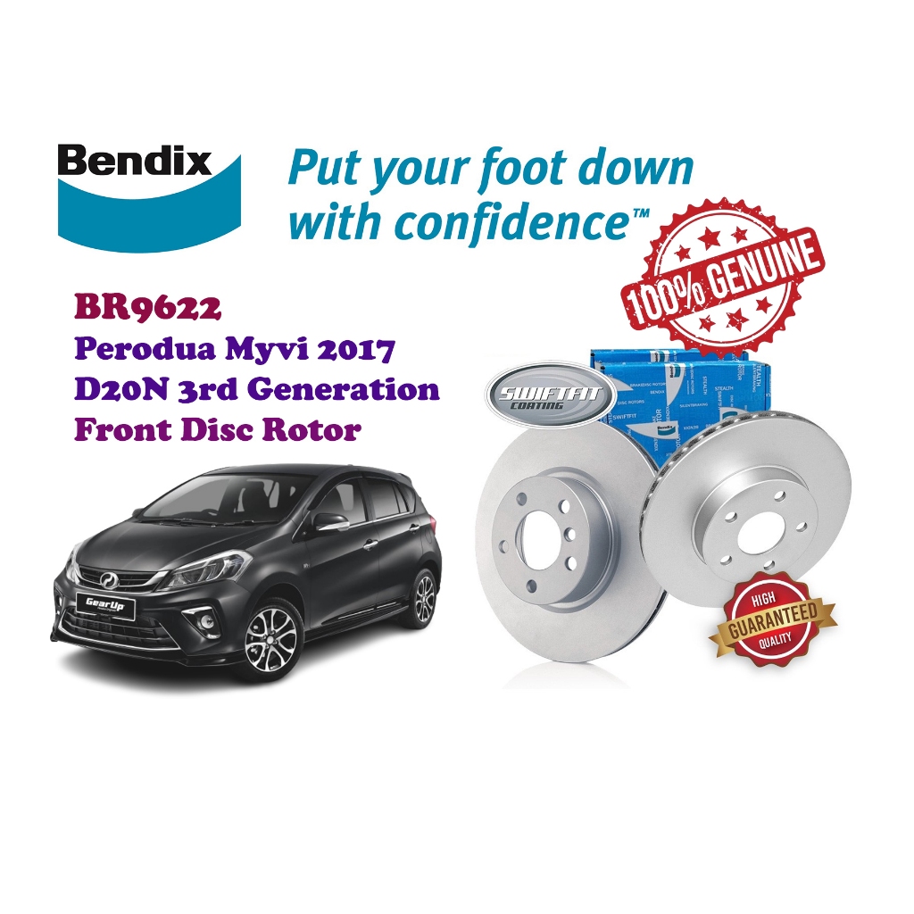 PERODUA MYVI 2017 D20N 3RD GENERATION BENDIX FRONT DISC BRAKE ROTOR X ...