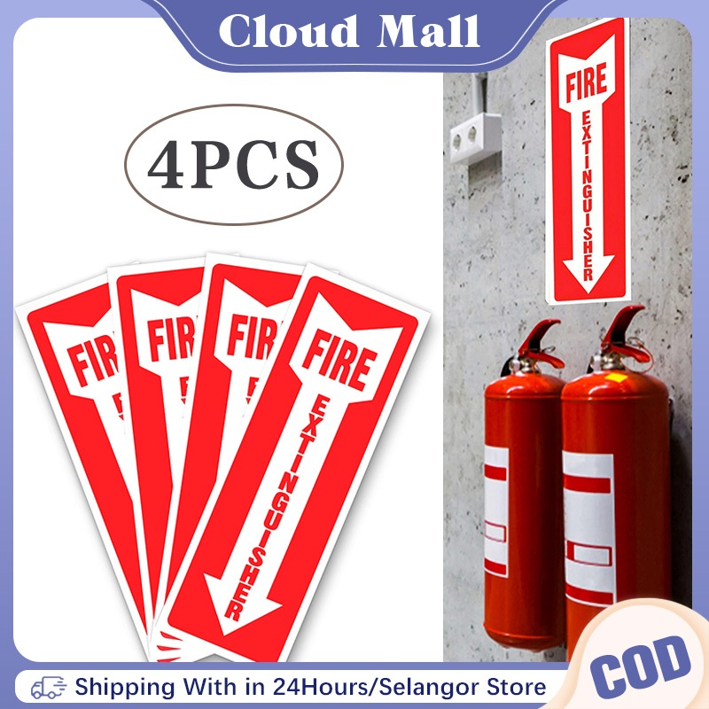 4Pcs Fire Extinguisher Signage 12 X 4 Inch Safety Signages Sticker PVC ...