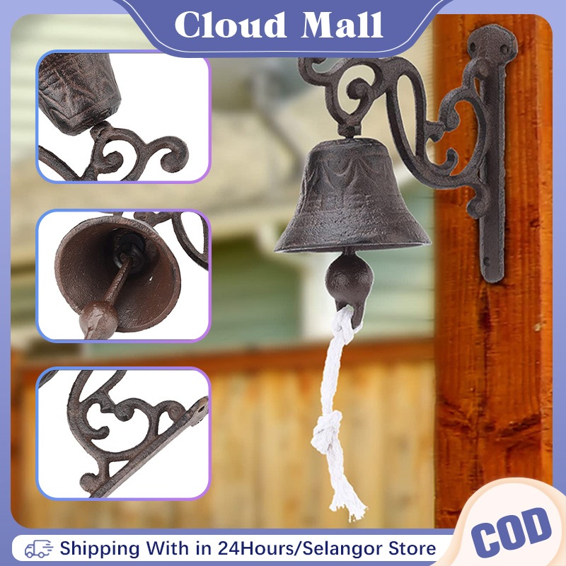 Vintage Cast Iron Door Bell Wall Antique Farm And Front Gate Bell ...