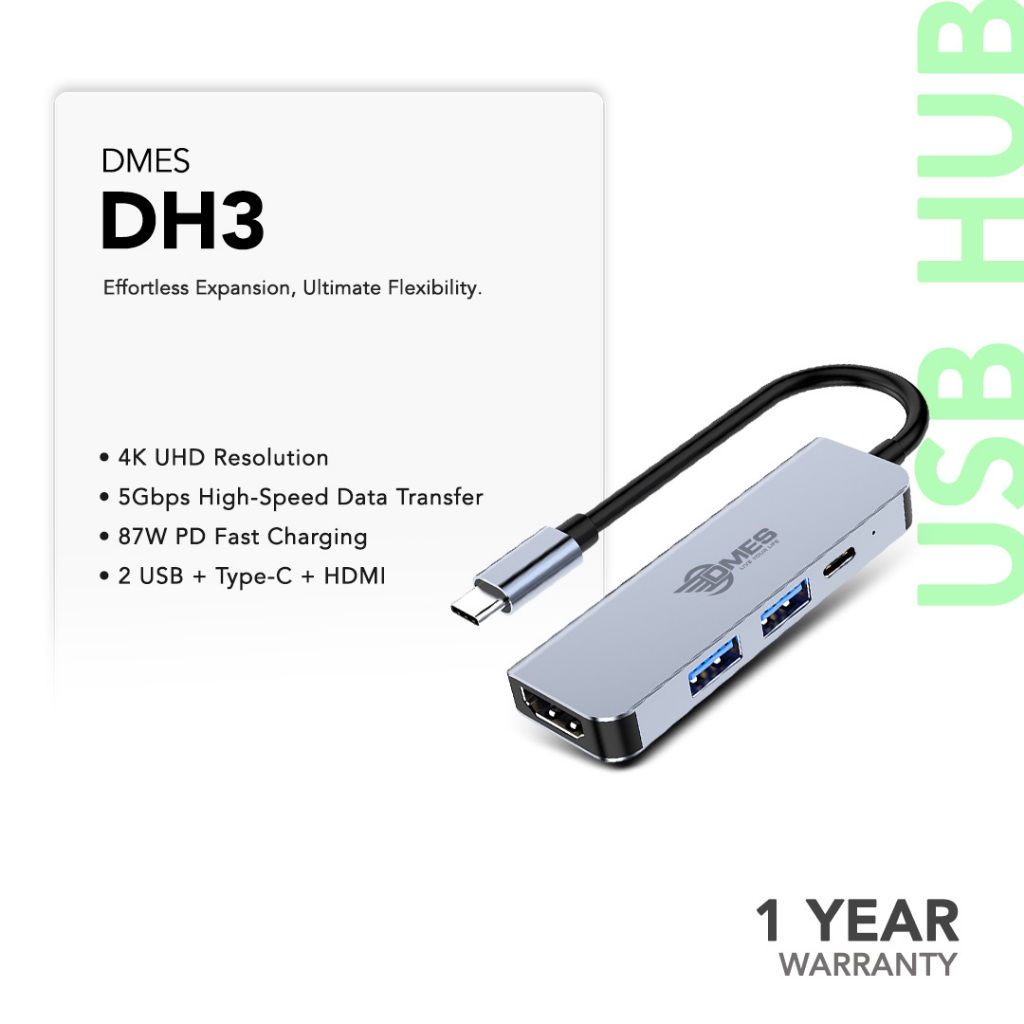 Dmes DH3 USB C Hub Docking Station 4K HDMI PD 87W USB 3.0 Multiport Adapter Type C for MacBook ...
