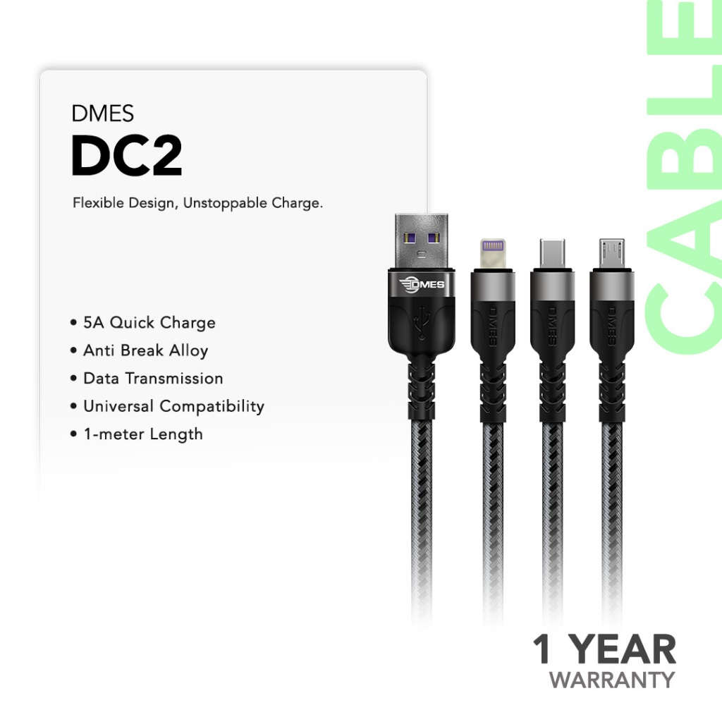 Dmes DC2 Braided Charging Cable 1M Nylon Anti-Break USB Fast Sync Data ...