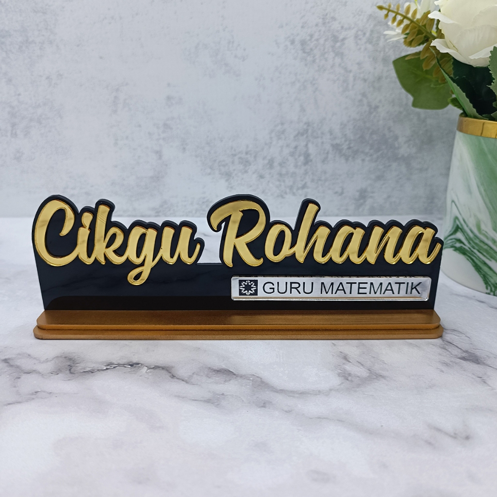 Custom Desk Name Plate 3D Acrylic, Hadiah Hari Guru, Papan Tanda Nama ...