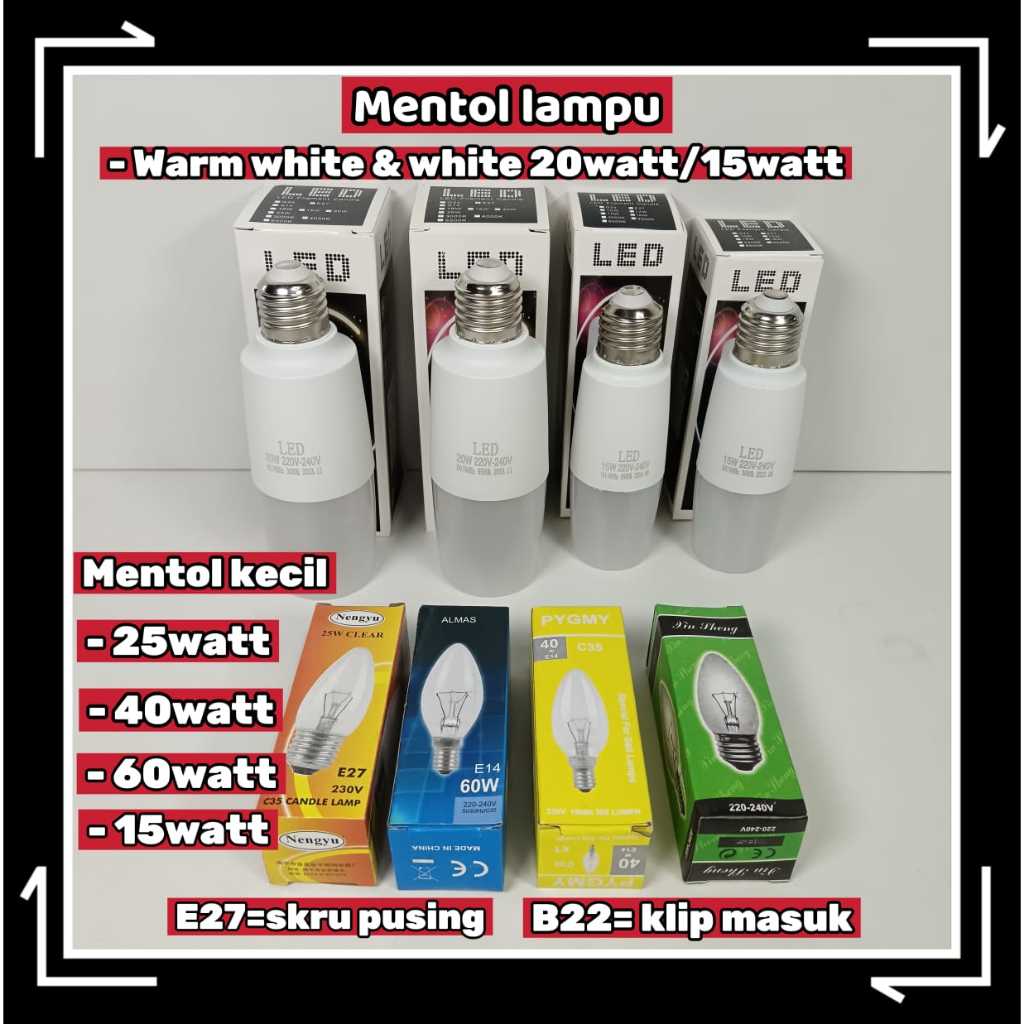 Mentol lampu rumah Led stick buld mentol super terang energy saving 20W ...