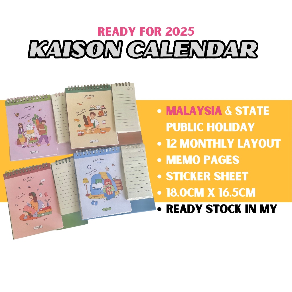 #02 KAISON Table Desk Calendar 2025 / Malaysia Date & Public Holiday ...