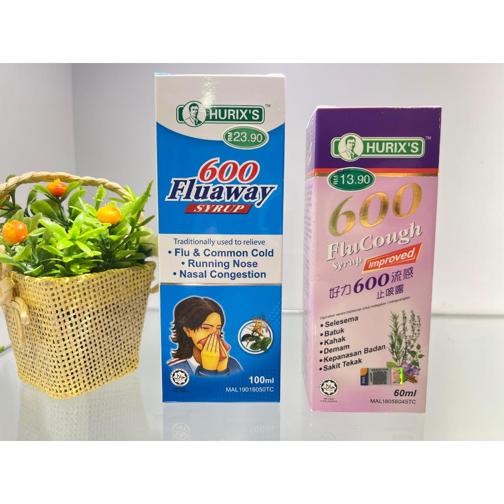 HURIX'S 1) 600 FLUCOUGH SYRUP IMPROVED 好力600流感止咳露 EXP : 10/2025 2 ...