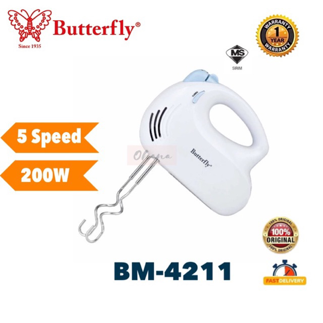 (OFFER) BUTTERFLY BM-4211 5 SPEED TURBO HAND MIXER BAKING/ PEMUKUL ...