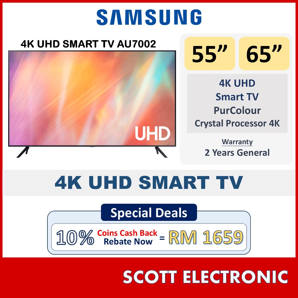 (Delivery by Seller Kedah & Penang) Samsung 55" 65" AU7000 4K UHD Smart ...