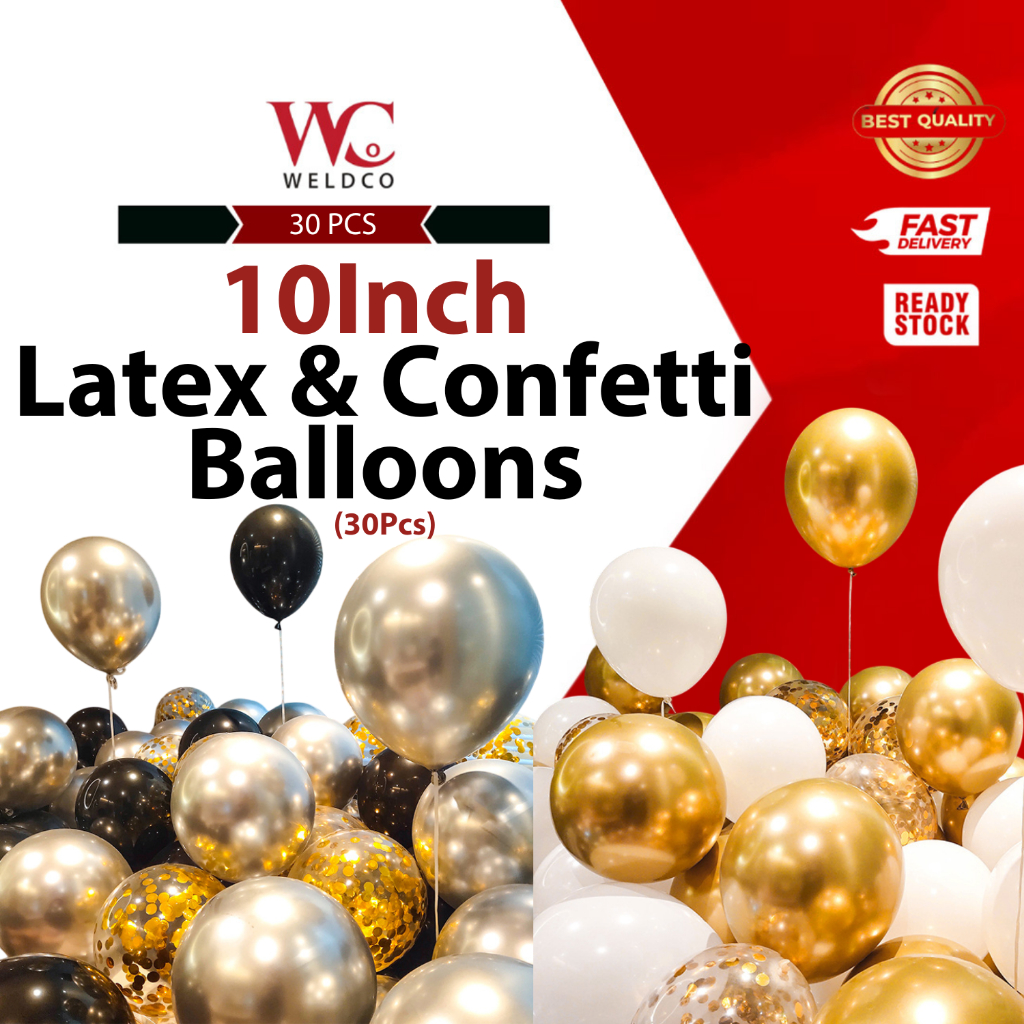 [SHIP IN 24 HRS] 30PCS 10Inch Latex & Confetti Balloons | Shopee Malaysia