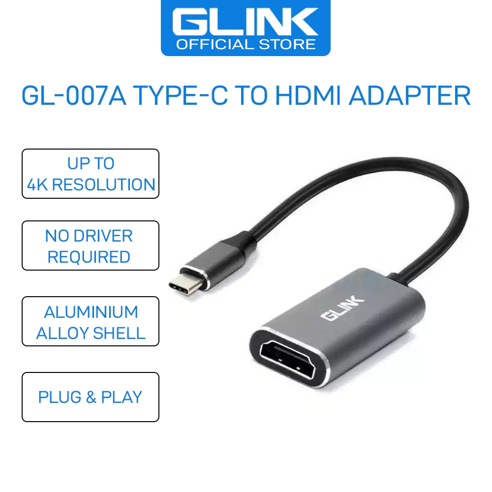Glink GL-007A USB Type C Converter Adapter with HDMI Port, Support Up to 4K Resolution | Shopee ...