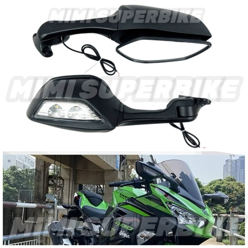 UNIVERSAL FAIRING SIDE MIRROR WITH LED SIGNAL LIGHT ZX10R DESIGN ...