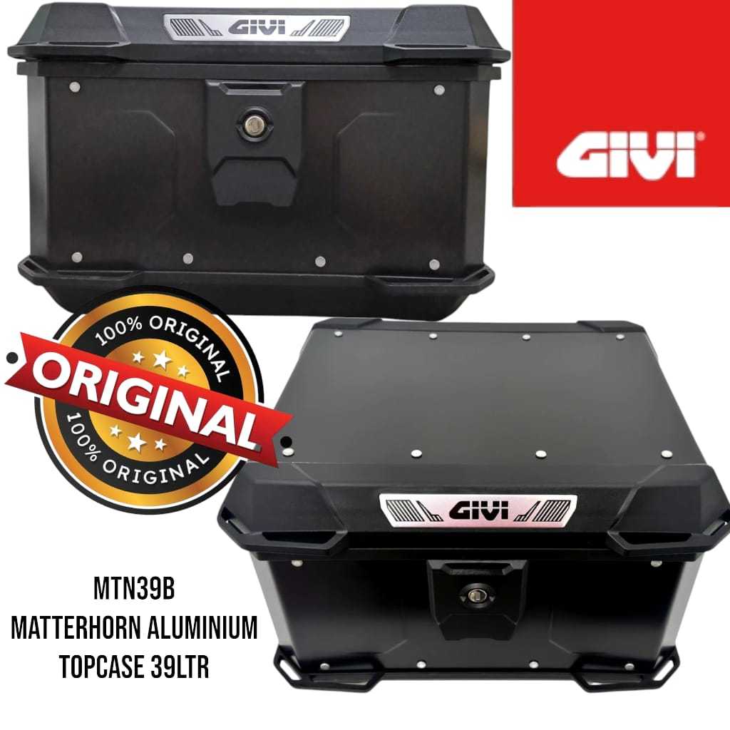 GIVI MTN39 MATTERHORN ALUMINIUM TOP BOX TOPCASE BLACK FEATHER LIGHT ...