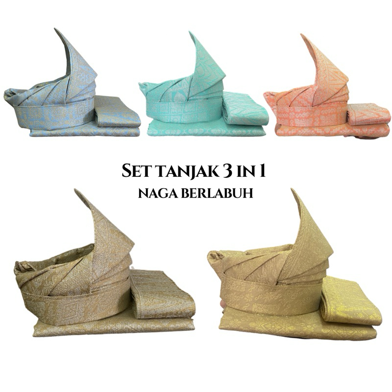 Set Tanjak Pengantin 3in1 Naga Berlabuh Songket Bunga Penuh Malay ...
