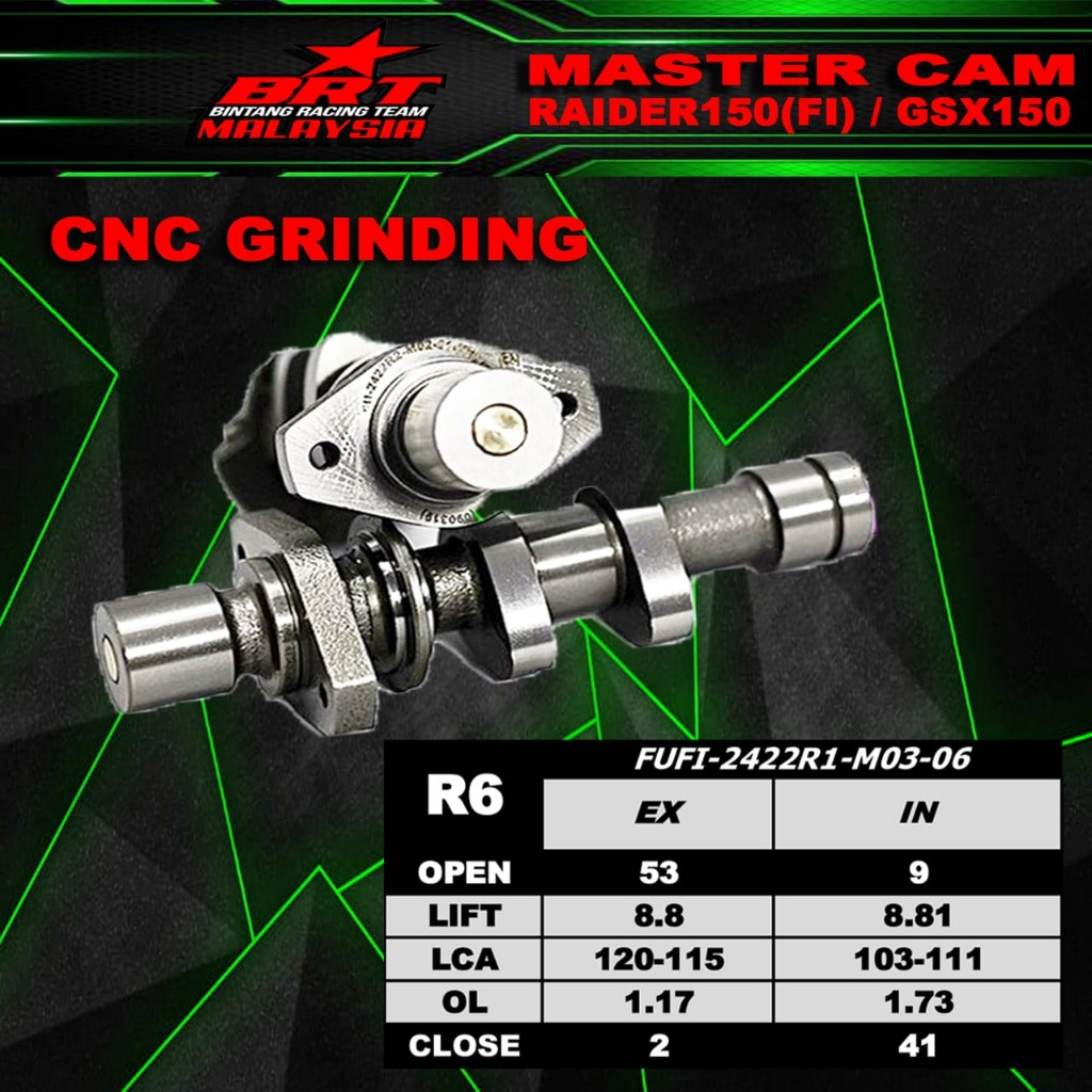 BRT SUZUKI RAIDER 150 FI & RAIDER150 FI & GSX150 FI BRT RACING CAMSHAFT CAM [ T2 / T12 / R6 ...