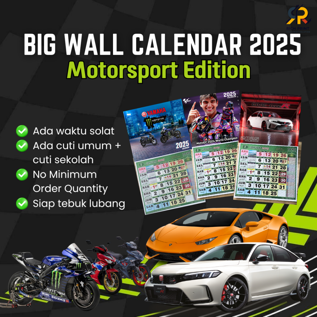 Big Wall Calendar 2025 Motosport Edition Kalendar Dinding Motogp Y15 ...