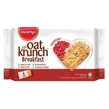 Munchy's Oat Krunch Breakfast Biskut Oat Cranberry 192g x 6 packs ...