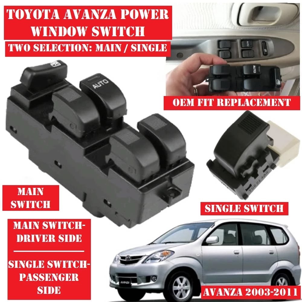 Toyota Avanza Power Window Main Switch Passenger Single Switch (Auto ...